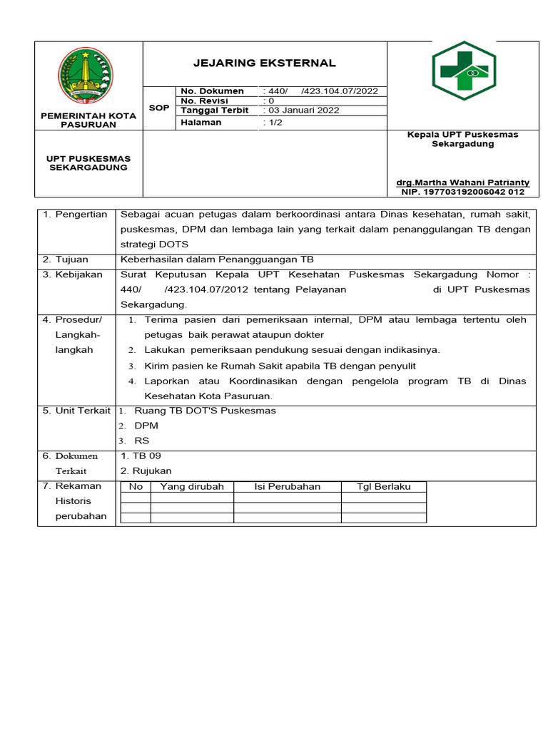 Sop Jejaring Eksternal | PDF | Pengembangan Diri | Sains & Matematika