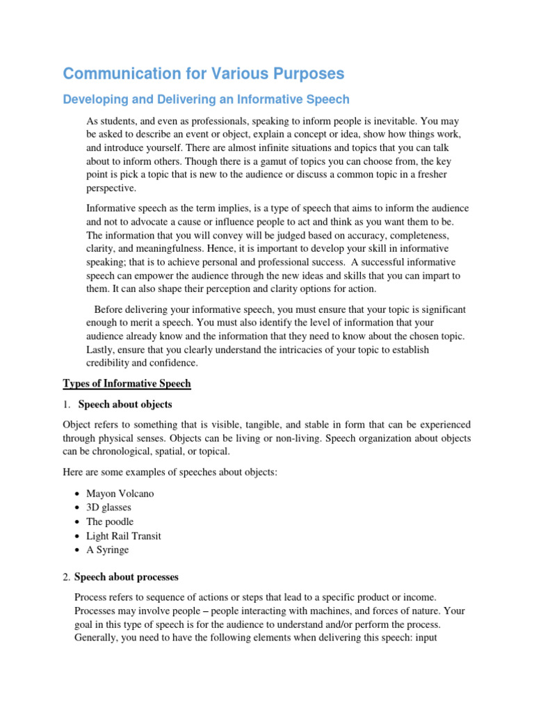 Crafting Effective Informative Speeches | PDF | Persuasion | Public ...
