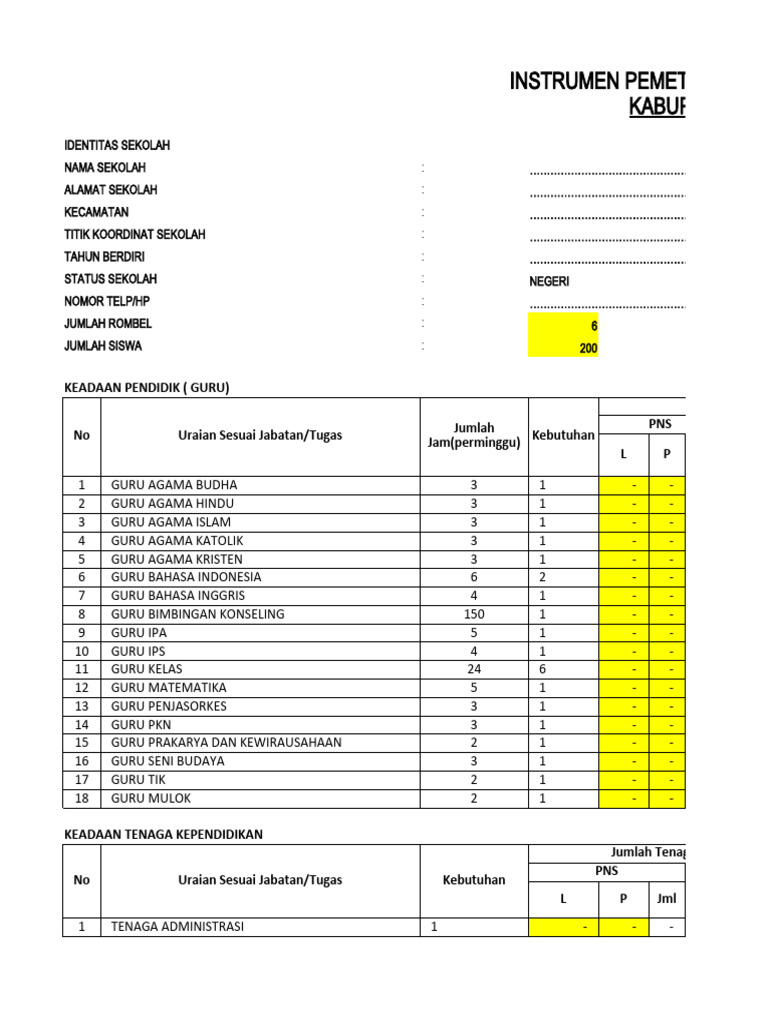 Form Pemetaan PTK | PDF