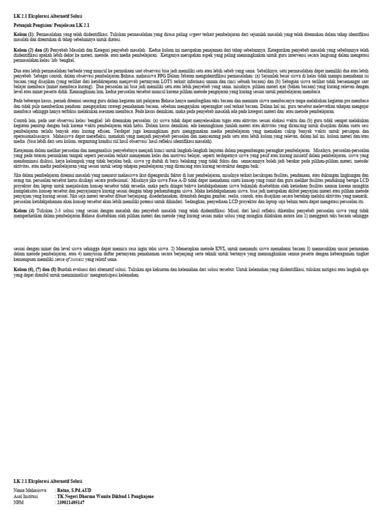LK 2.1 Eksplorasi Alternatif Solusi LMS | PDF