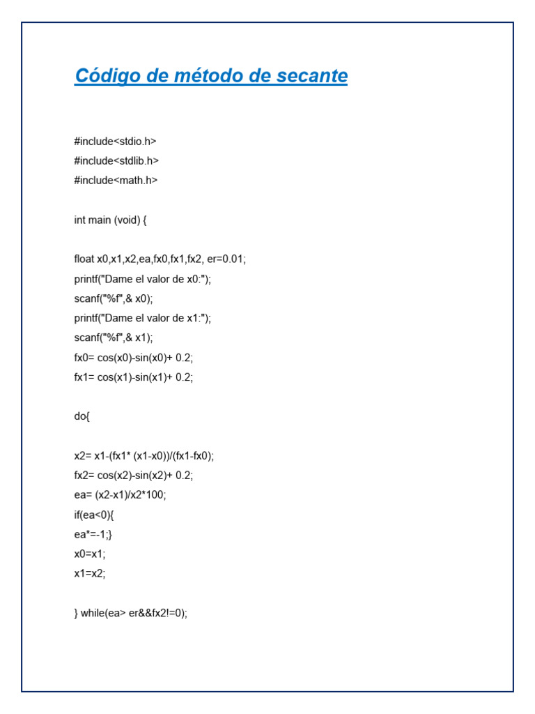 Código de Método de Secante | PDF