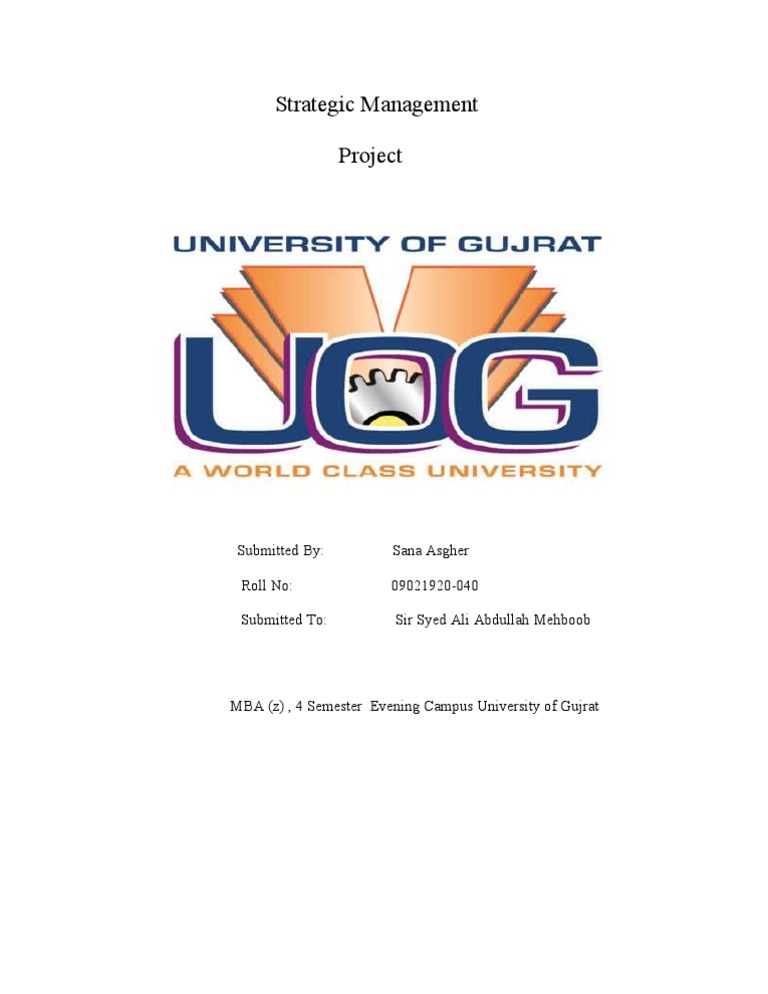 Strategic Management Project by Sana Asgher | PDF