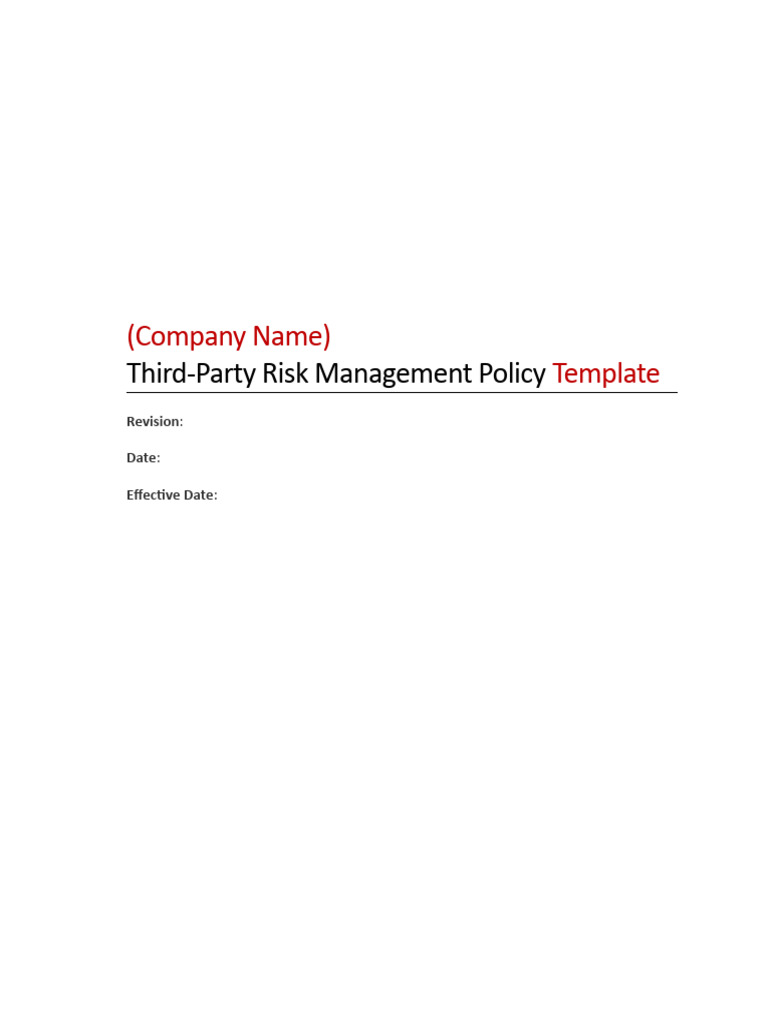 Vendor Risk Management Policy | PDF | Risk Management | Risk