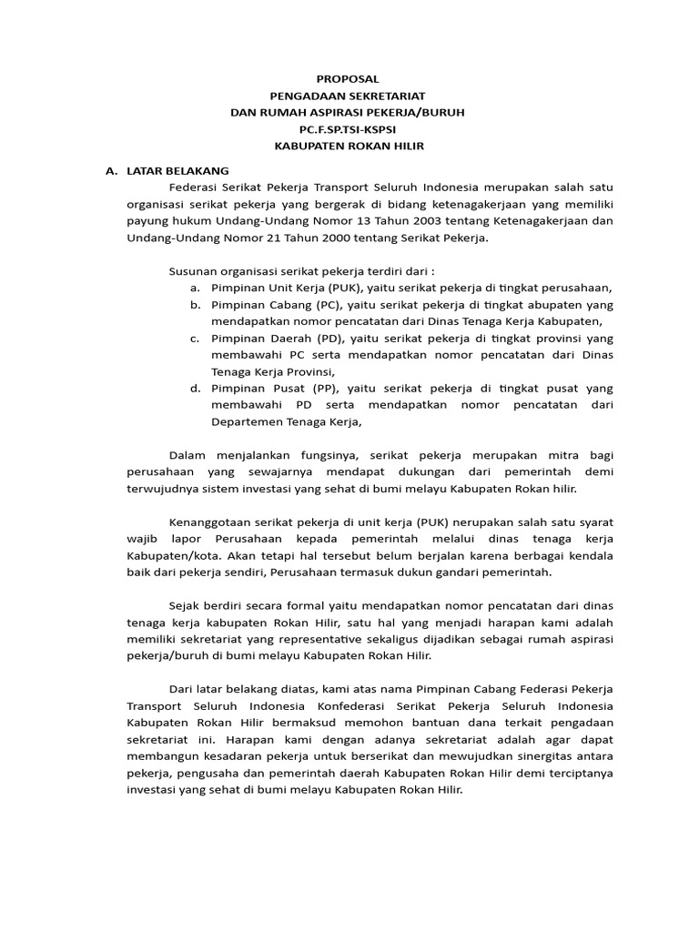 Proposal Pengadaan Sekretariat | PDF
