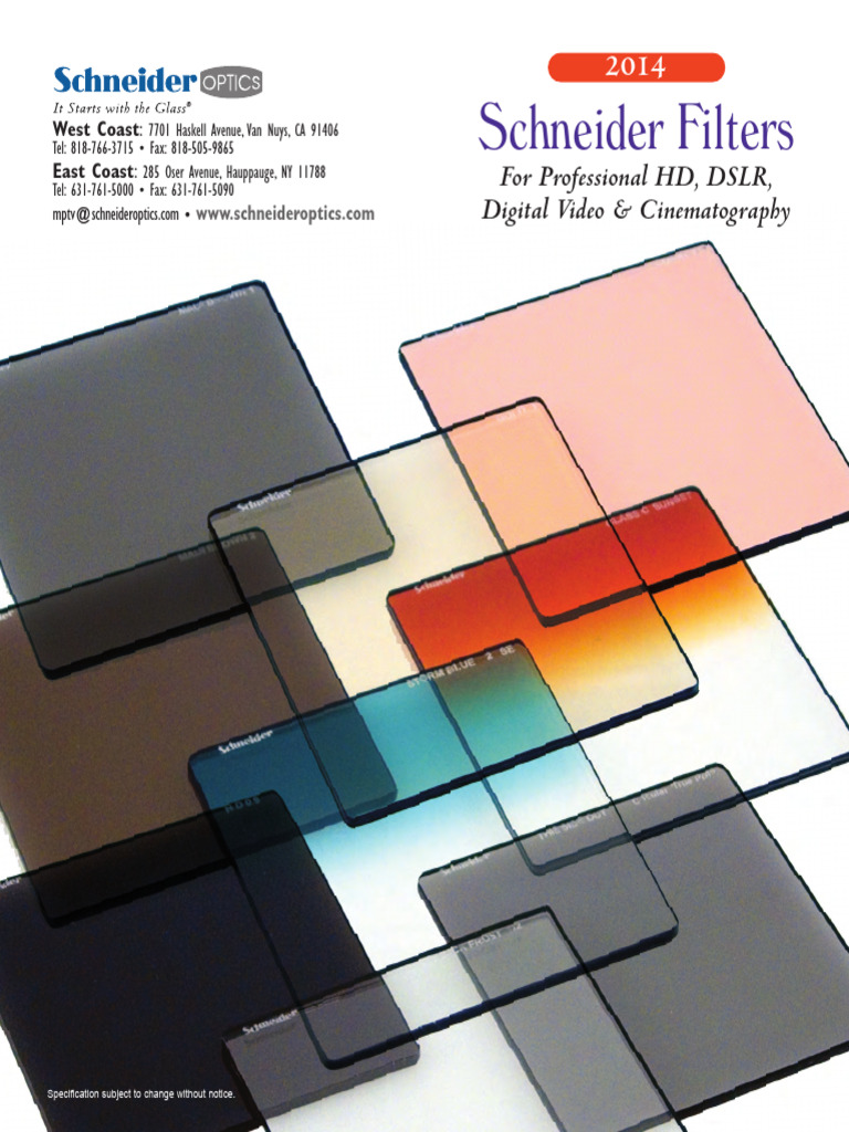 Schneider Filters Brochure | PDF | Optical Filter | Camera