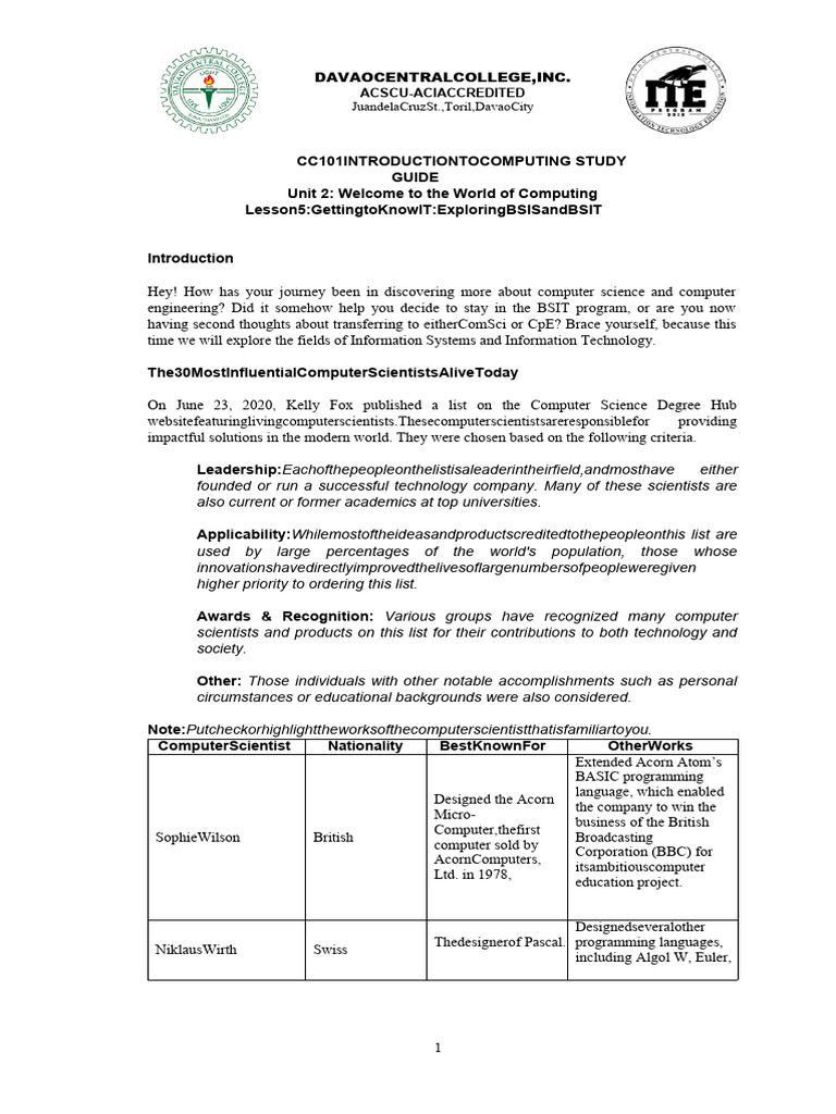 Lesson5 CC 101 SG 2023 | PDF
