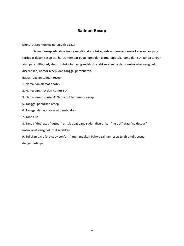 Salinan Resep 1 | PDF