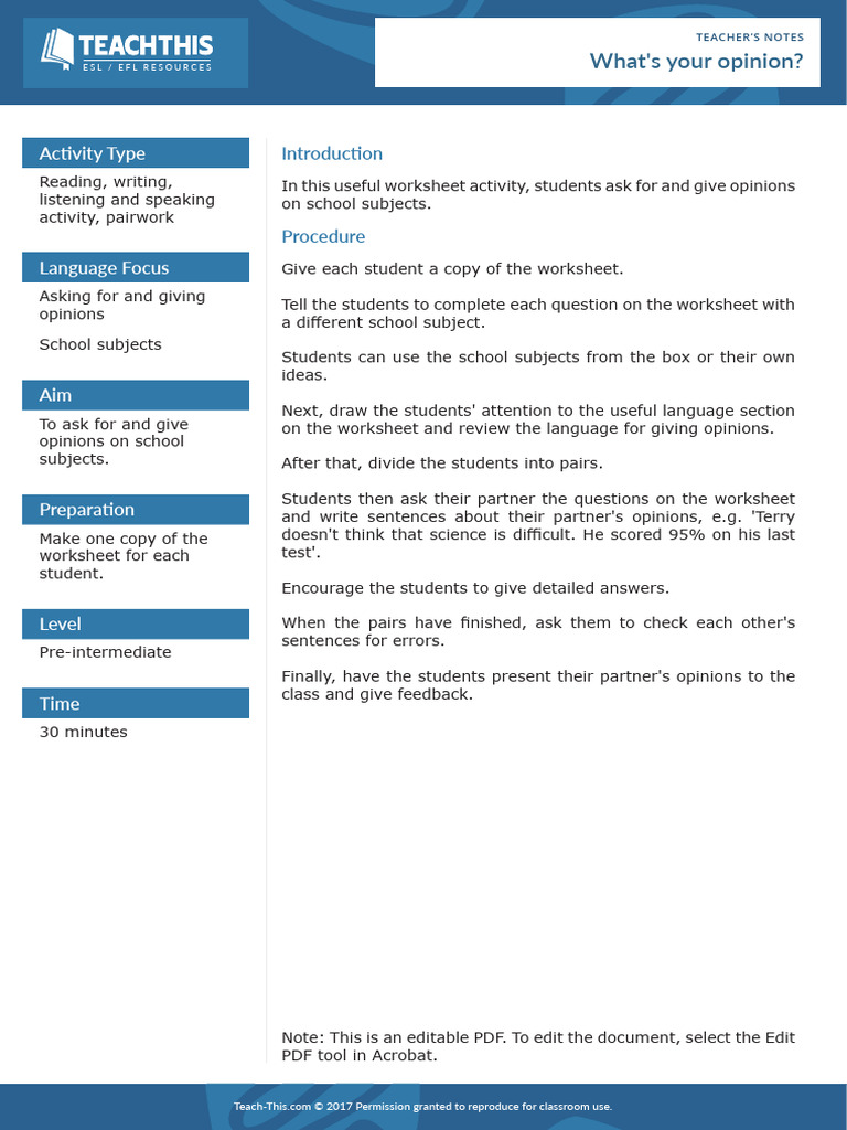 What's Your Opinion | PDF