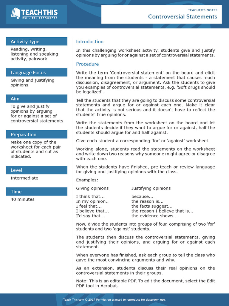 Controversial Statements | PDF