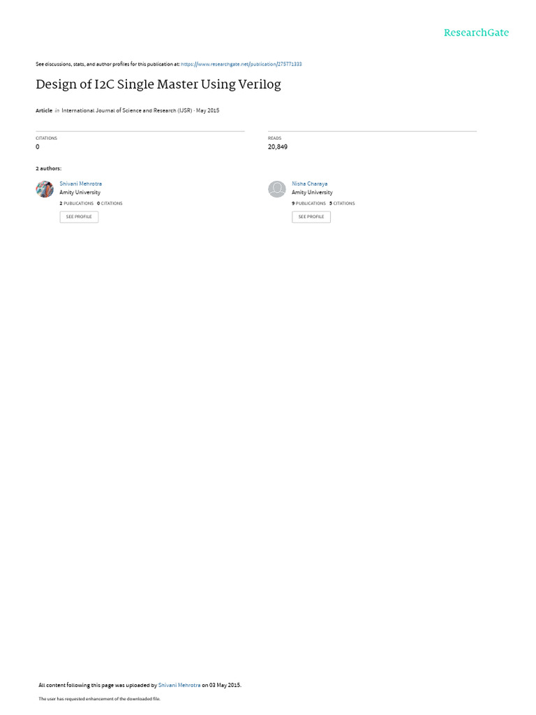 Design of I2C Single Master Using Verilog: International Journal of ...