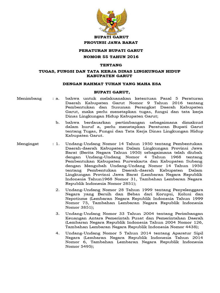 Tupoksi Dinas Lingkungan Hidup | PDF