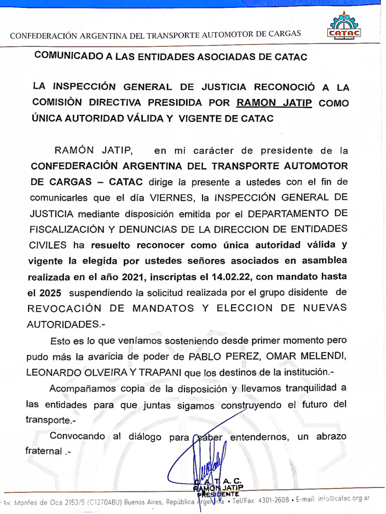 CATAC Ramón Jatip Restituido A Su Lugar | PDF