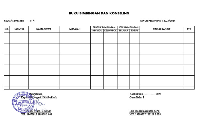 Format Bimbingan Dan Konseling Kelas Vi | PDF