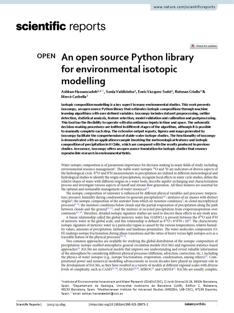 An Open Source Python Library For Environmental Isotopic Modelling ...