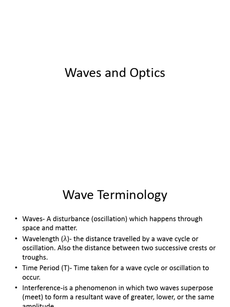 Waves and Optics Summary | PDF