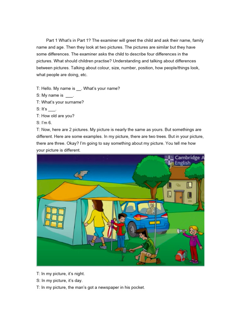 Flyers Speaking Test Overview | PDF | Language Arts & Discipline