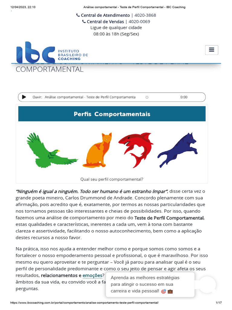 Análise Comportamental - Teste de Perfil Comportamental - IBC Coaching ...