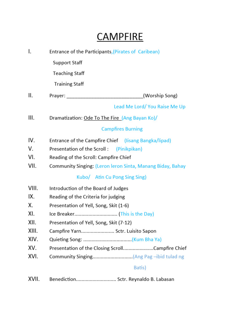 Campfire Program | PDF