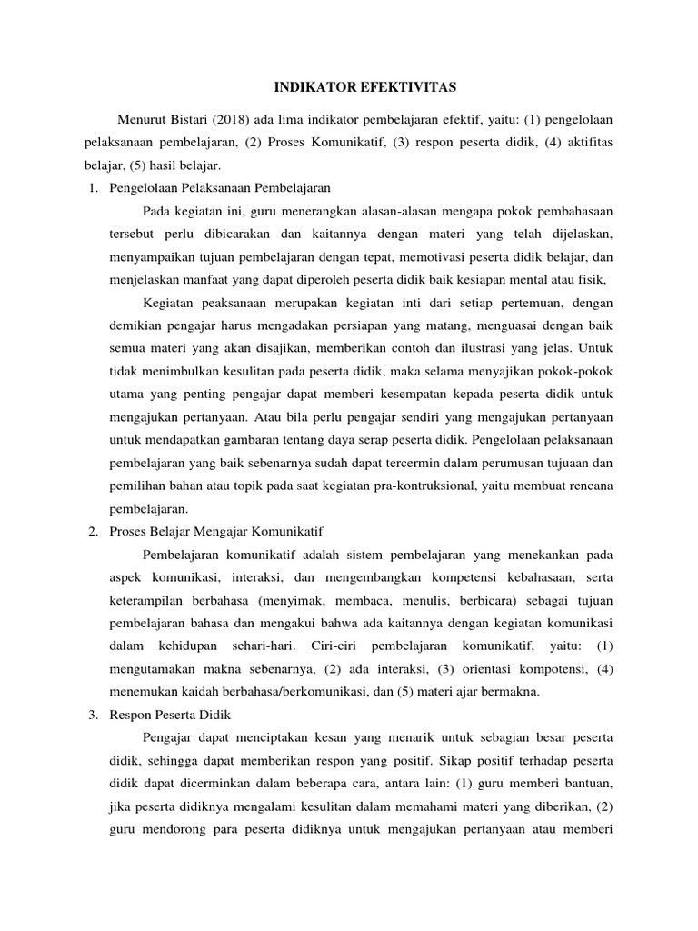 Indikator Efektivitas | PDF | Karier & Perkembangan