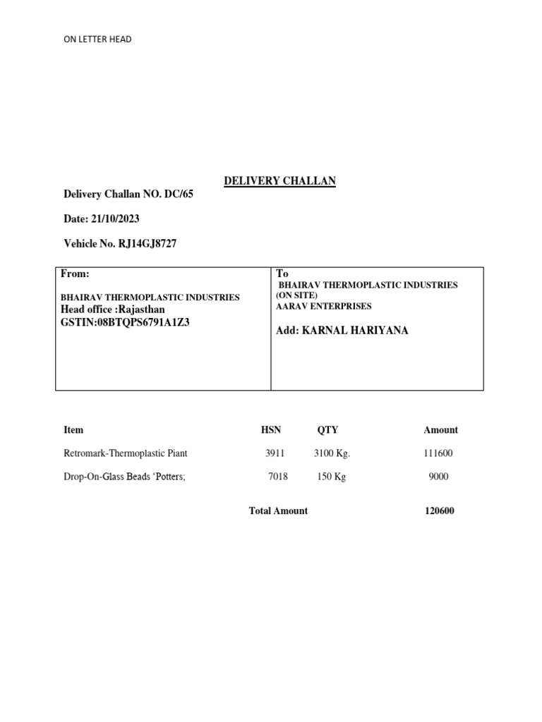 Delivery Challan | PDF