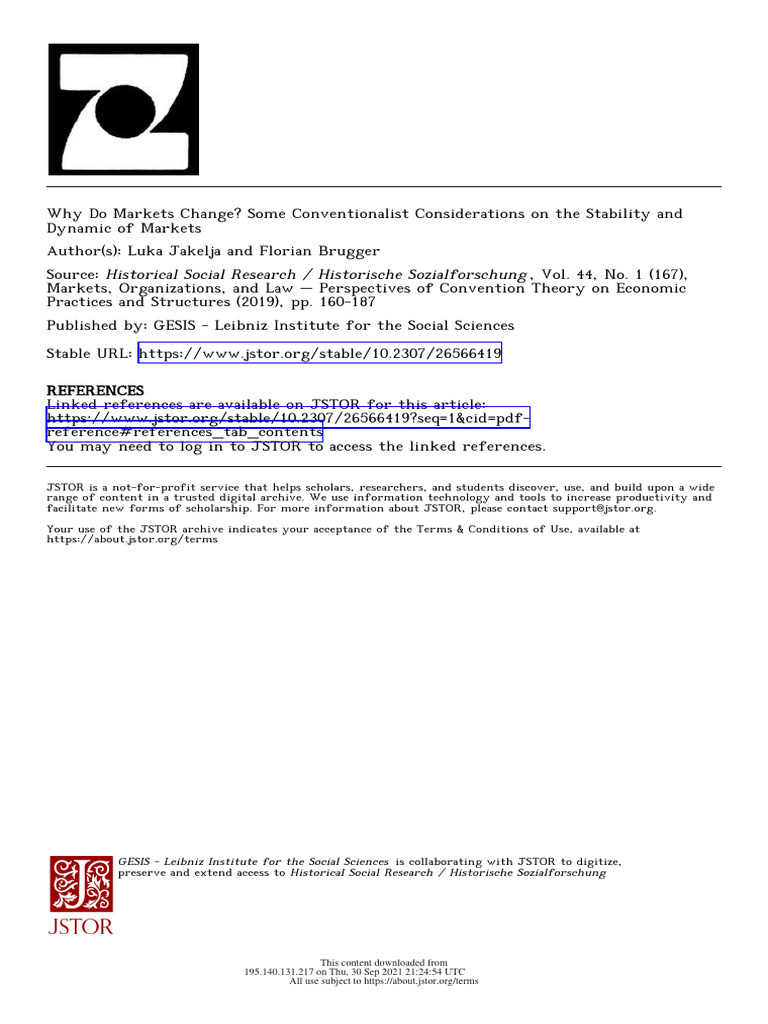 Why Do Markets Change - Some Conventionalist Considerations On The ...