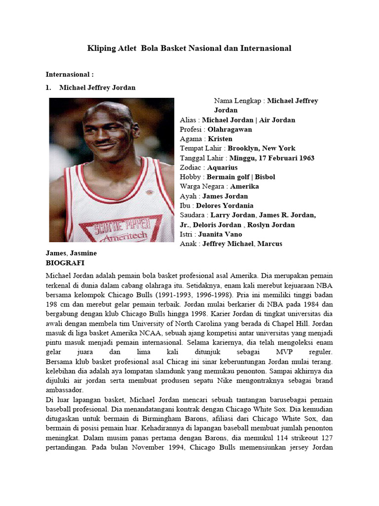 Kliping Atlet Bola Basket Nasional Dan Internasional | PDF