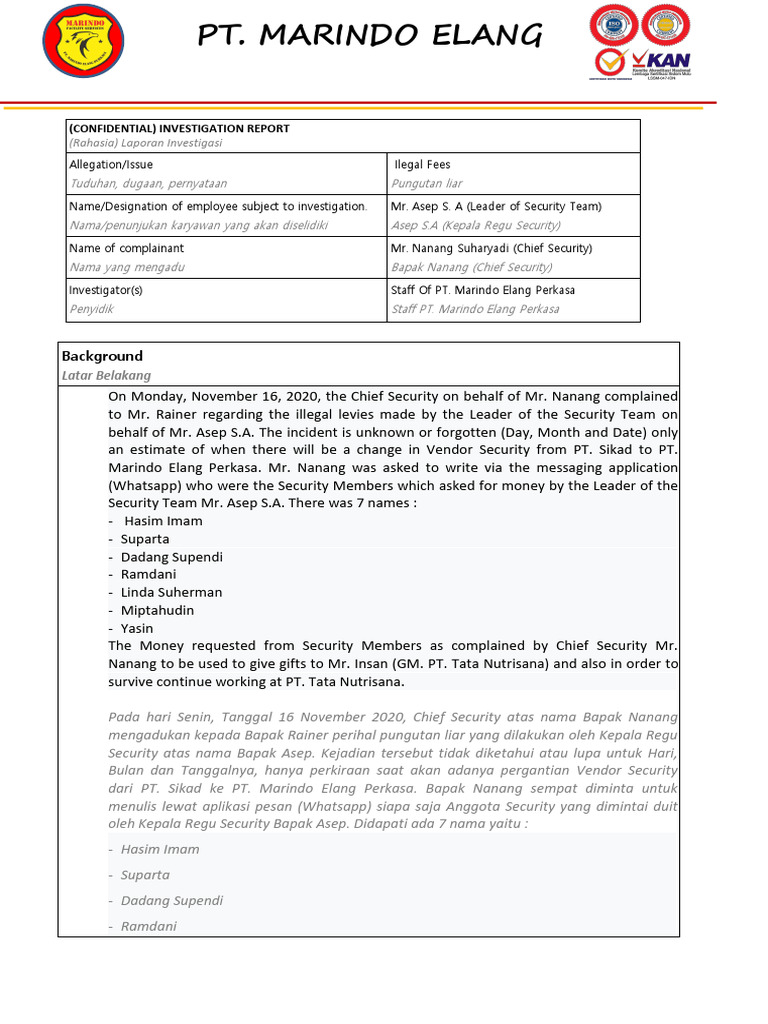 Investigation Report | PDF