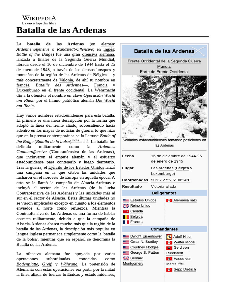 Batalla de Las Ardenas | PDF | Batalla de la protuberancia | Militares ...