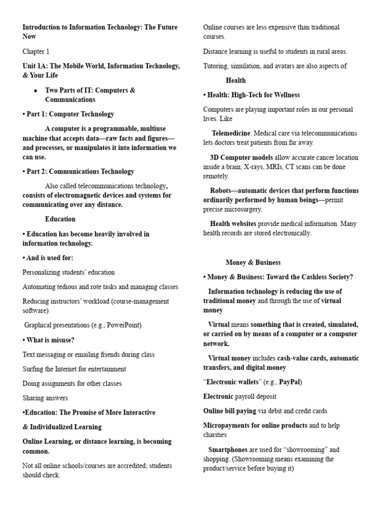 Comp1 Chapter 1 Reviewer | PDF | Computer Hardware | Personal Computers