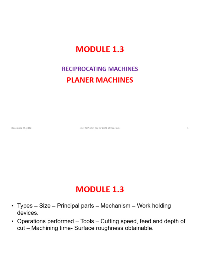 PLANER Machine Working | PDF | Belt (Mechanical) | Machining