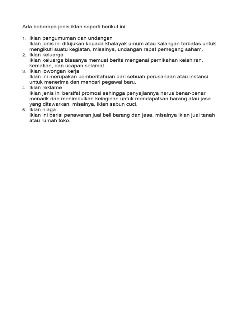 Jenis-Jenis Iklan | PDF