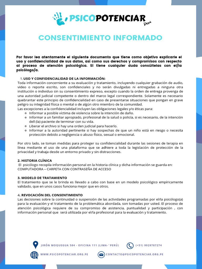 Consentimiento Informado | PDF | Historial médico | Consentimiento ...