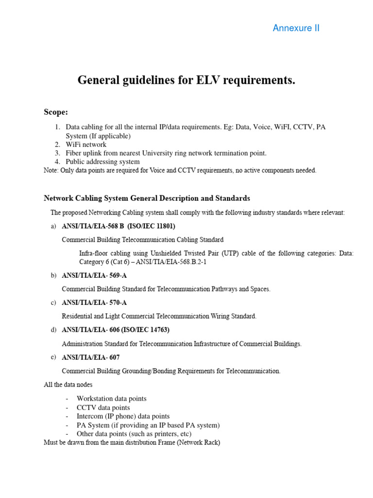 Annexure II - General Guidelines For ELV Requirements | PDF