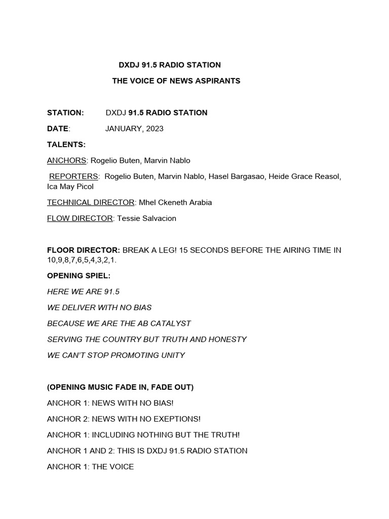 Broadcasting Script | PDF | Physical Geography