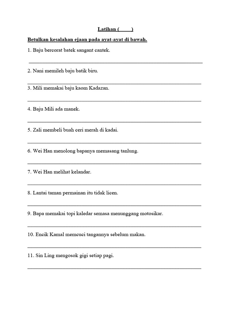 Latihan Kesalahan Ejaan | PDF