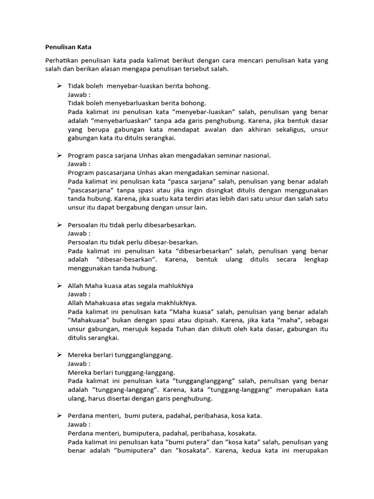 Penulisan Kata | PDF