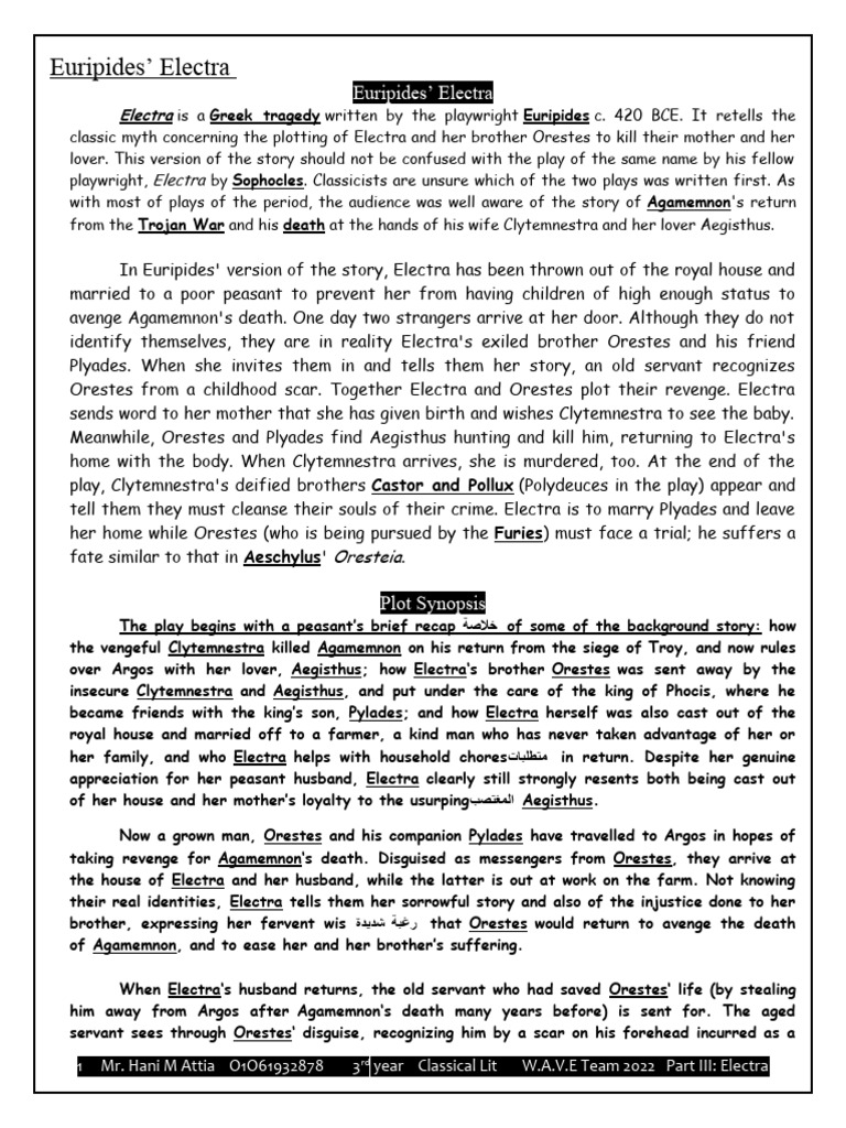 Electra | PDF | Oresteia | Clytemnestra