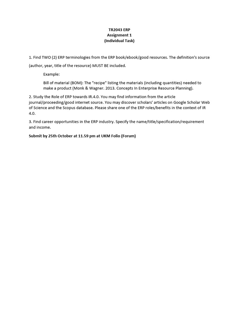 TR2043 ERP Individual Task 1 | PDF