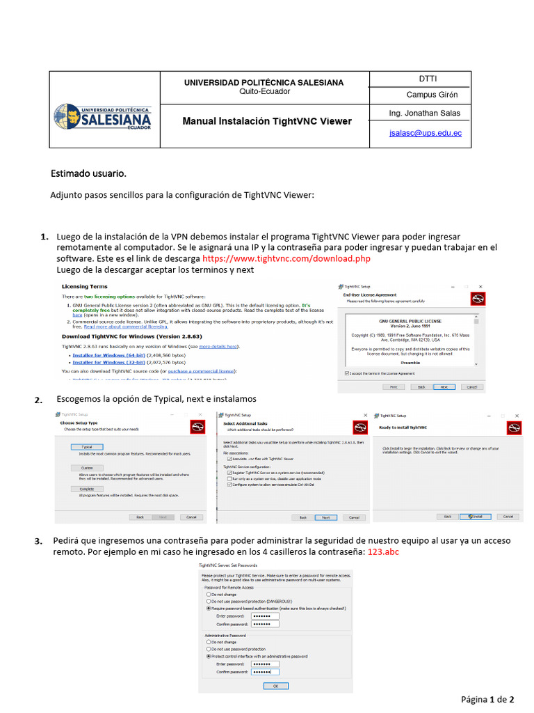 Manual Instalacion Tight VNC-4 | PDF