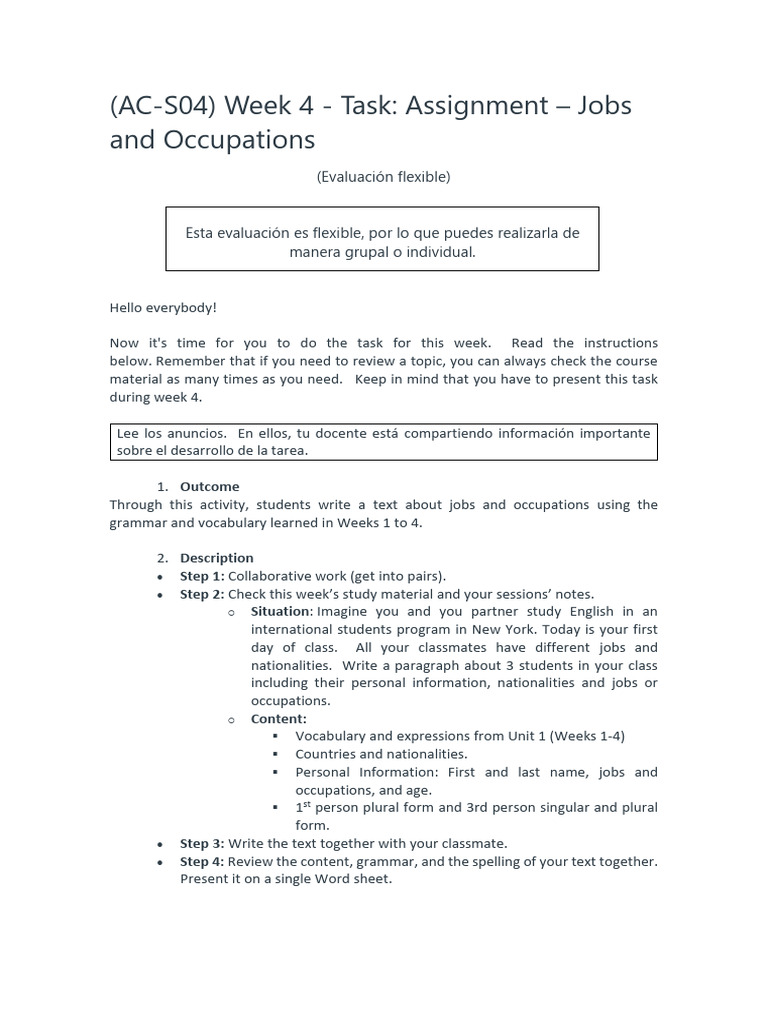 Week 4 - 1 Tarea Académica (Modificada) Agosto 2023 | PDF | Grammar | Human Communication