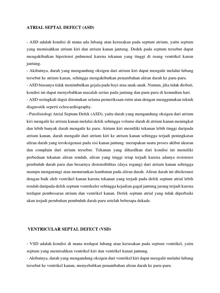 Asd VSD - Pda - Tof - RHD | PDF | Pengembangan Diri