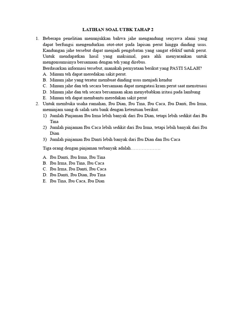 Latihan Soal Utbk Tahap 2 | PDF