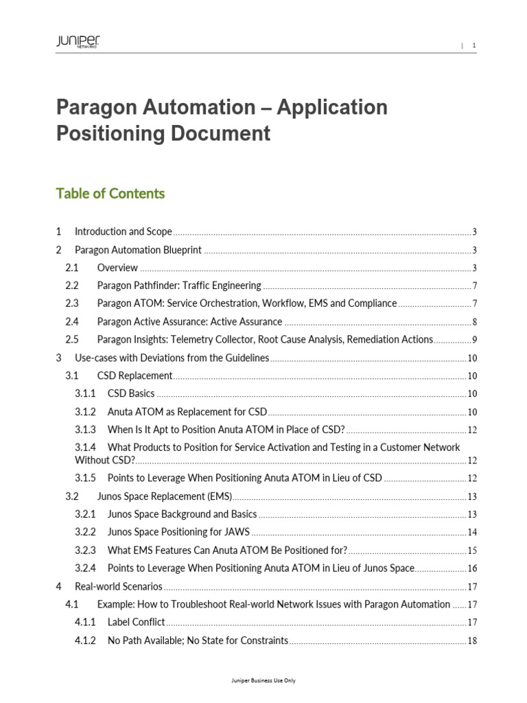 Paragon Automation App Positioning With Example Use-Case - Rev A | PDF ...