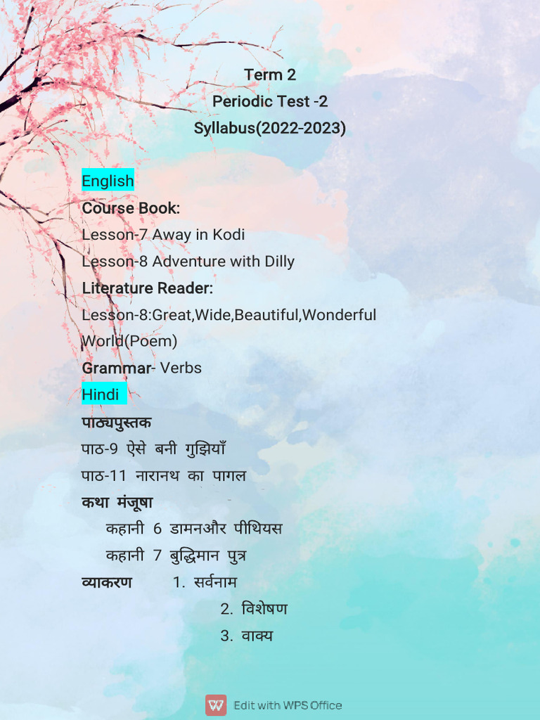 Term 2 - Periodic Test Syllabus | PDF