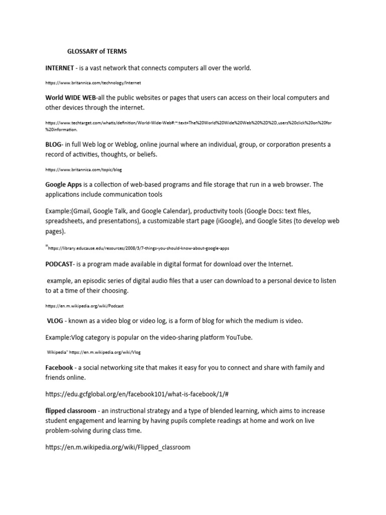 Internet and Digital Media Glossary | PDF | Internet | World Wide Web