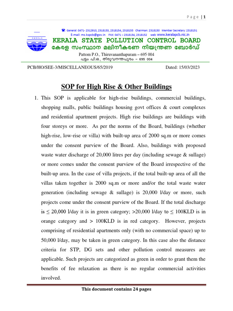 SOP - Highrise Other Buildings | PDF | Sewage Treatment | Liquefied ...