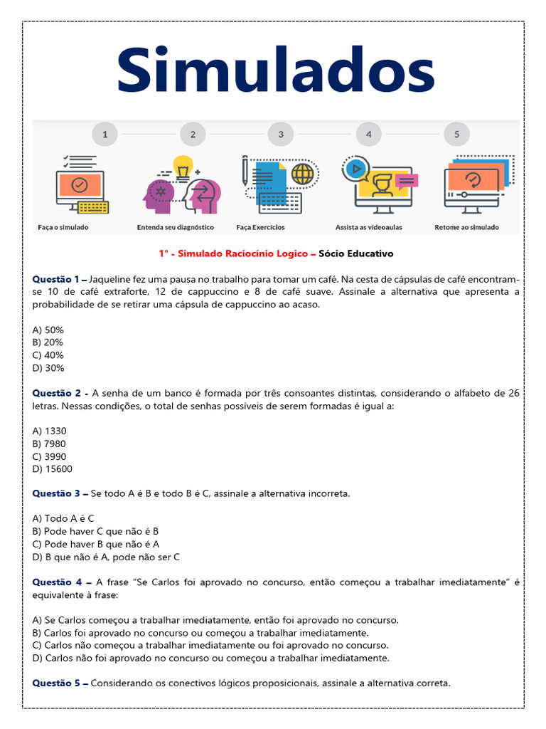 Simulados Socio Educativo e Policia Penal - 2022 | PDF | Raciocínio dedutivo | Lógica matemática
