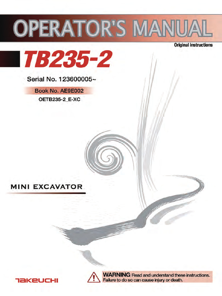 Takeuchi TB235 Safety and Operation Manual | PDF | Safety | Window