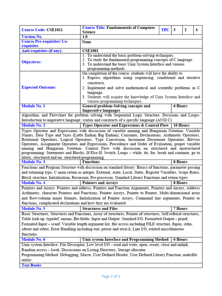 Cse1011 Download Free Pdf C Programming Language Pointer Computer Programming