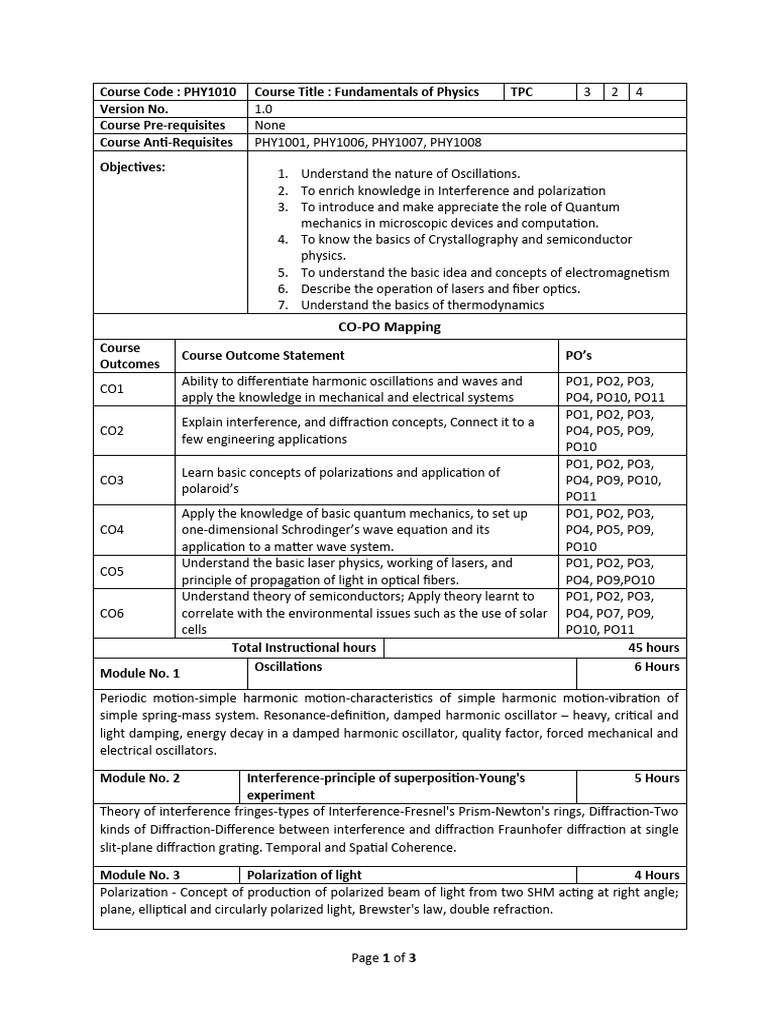 PHY1010 | PDF | Diffraction | Laser